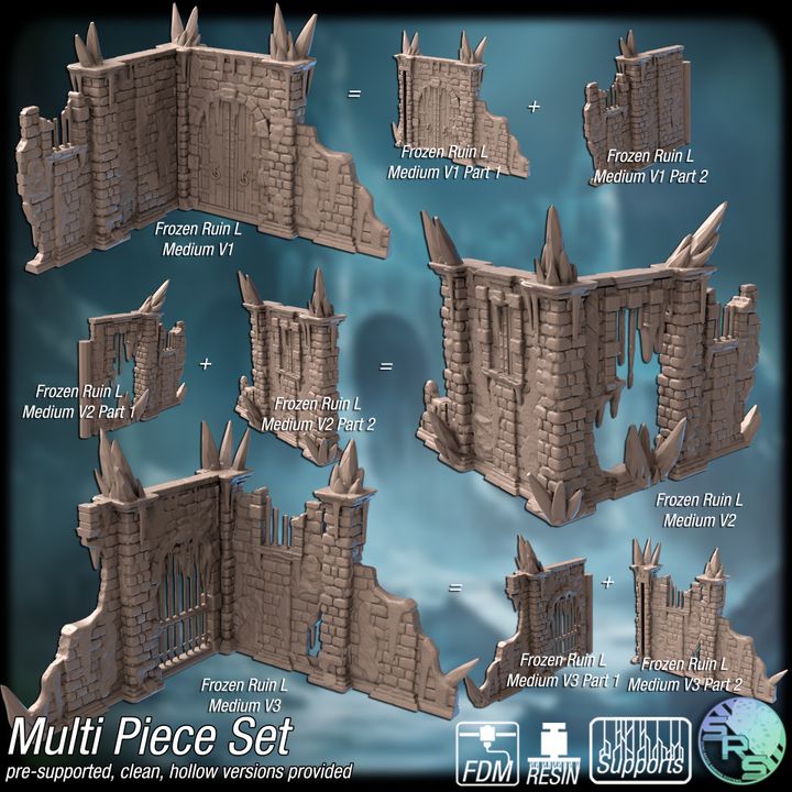 3D Printable Frozen Ruins Terrain Set by SRS Studios